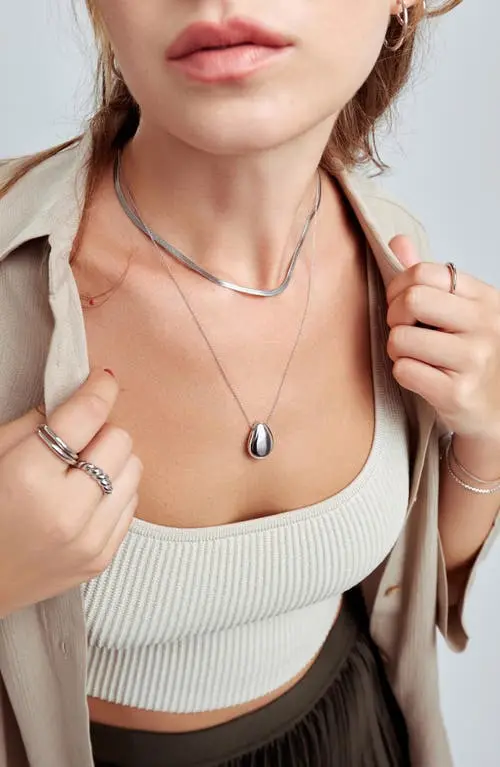 ANA LUISA Polished Pebble Pendant Necklace - Silver