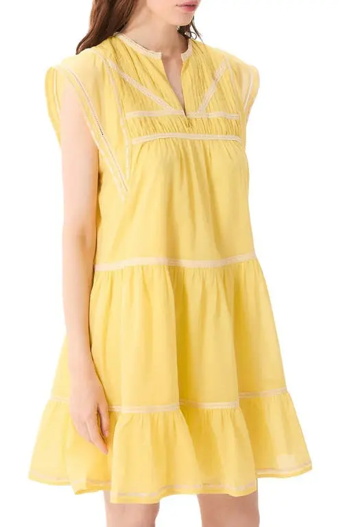 Deluc Onza Lace Trim Cotton Mini Dress - Yellow