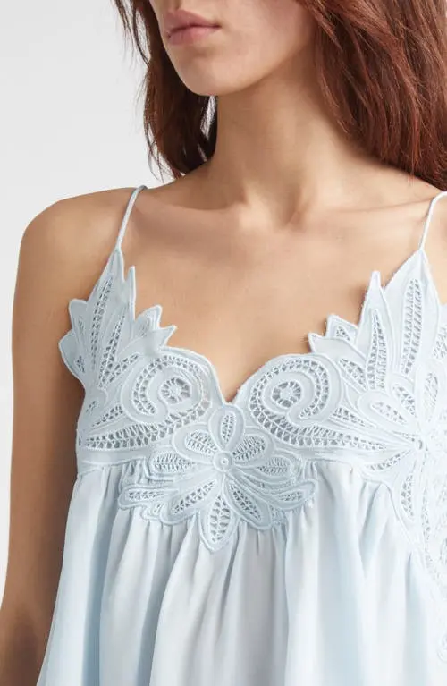 Ulla Johnson Rosie Lace Appliqué Silk Tank - Adriatic
