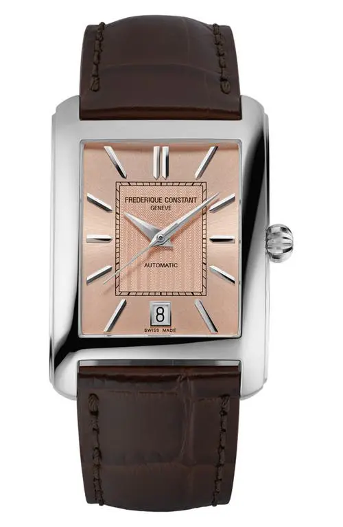 FREDERIQUE CONSTANT Classics Carrée Automatic Strap Watch - Brown