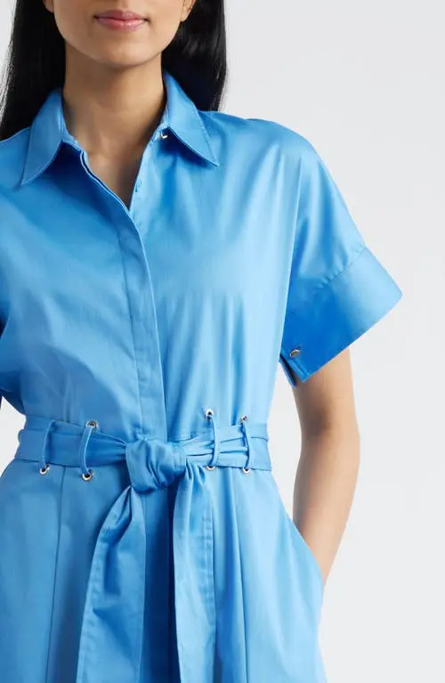 Anne Klein Grommet Belt Loop Midi Shirtdress