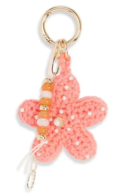 Chelsea28 Starfish Faux Pearl Crochet Bag Charm - Orange Multi- Gold