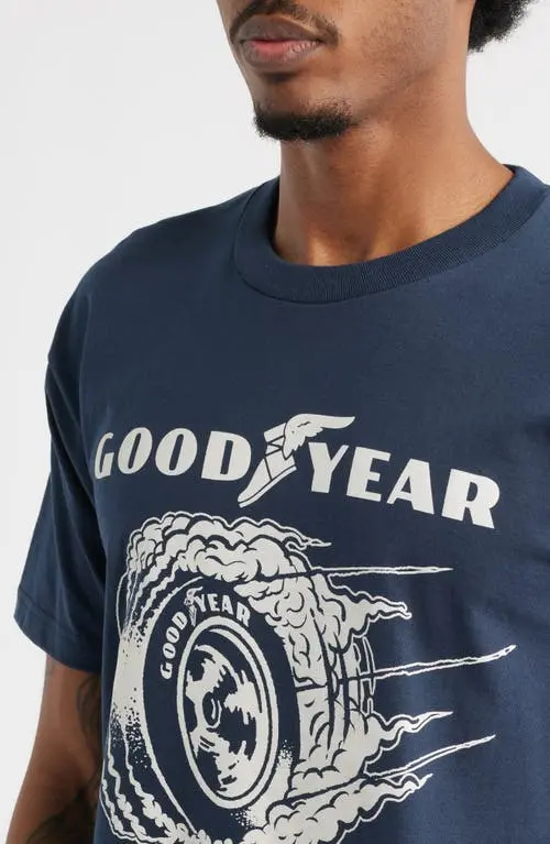 Brixton X Goodyear Cheater Slick Cotton Graphic T-shirt