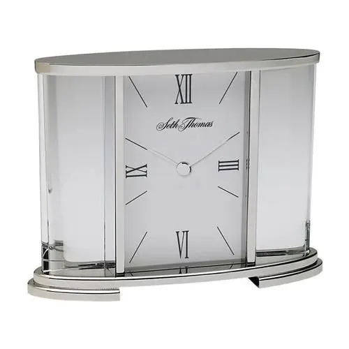 SETH THOMAS Glass Carriage Table Clock - Silver