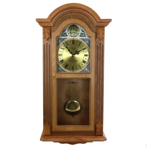 BEDFORD CLOCK COLLECTION Chiming Pendulum Wall Clock - Honey Oak