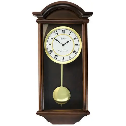 BEDFORD CLOCK COLLECTION George 22in Wood Chiming Pendulum Wall Clock - Chestnut