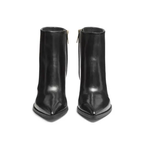 Santoni Leather Mid-heel Ankle Boots With Decorative Buckle - Black