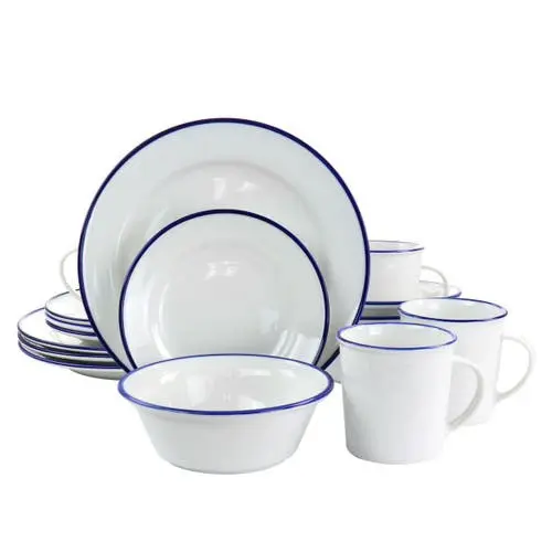 MARTHA STEWART Fine Ceramic 16 Piece Dinnerware Set - White