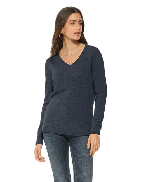 MONTICELLI CASHMERE Ultra-light Pure Cashmere V-neck Sweater - Charcoal