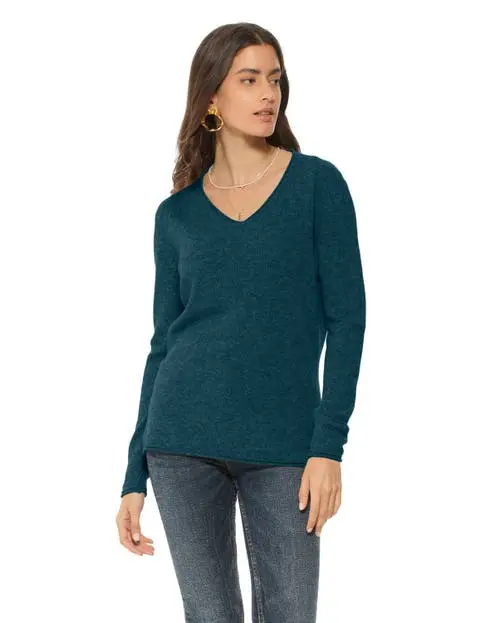 MONTICELLI CASHMERE Ultra-light Pure Cashmere V-neck Sweater - Forest Green