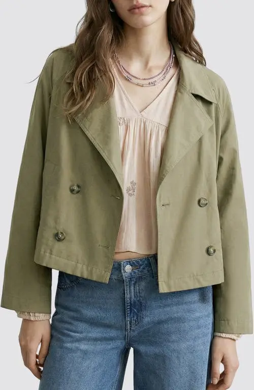 Mango Crop Trench Coat - Khaki Green