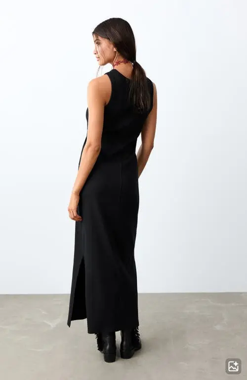 Mango Rib Knit Tank Maxi Dress - Black