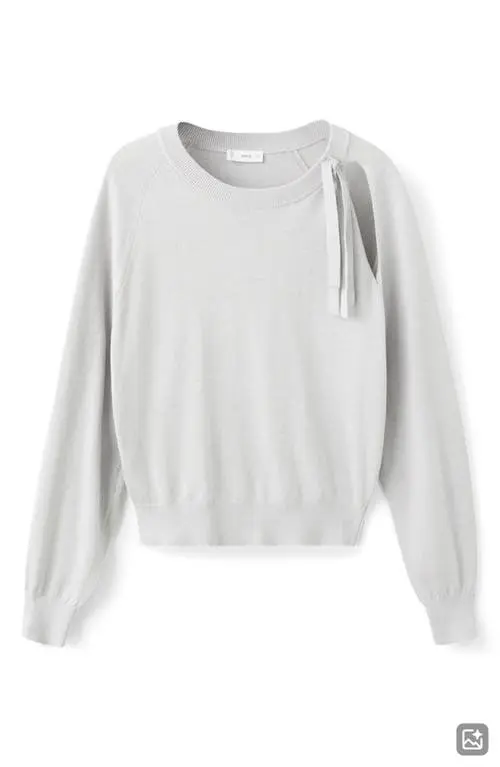 Mango Tie Neck Cotton Sweater