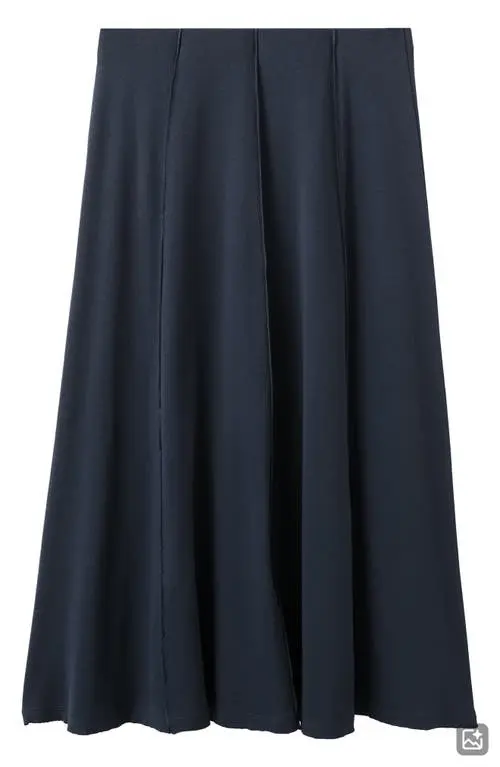 Mango Seamed Cotton Skirt - Navy