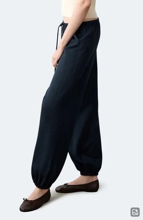 Mango Drawstring Balloon Pants - Navy