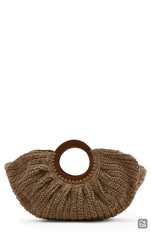 Mango Raffia Handbag - Brown