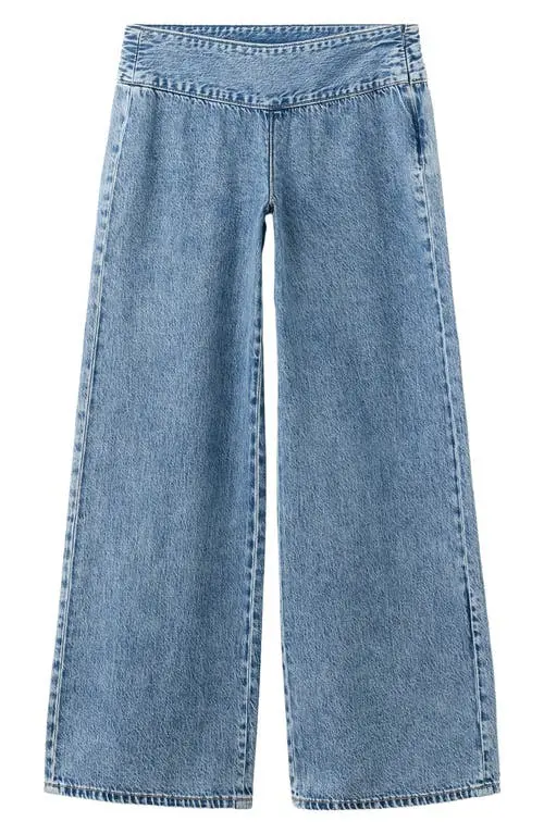 Mango Low Rise Wide Leg Jeans - Medium Blue