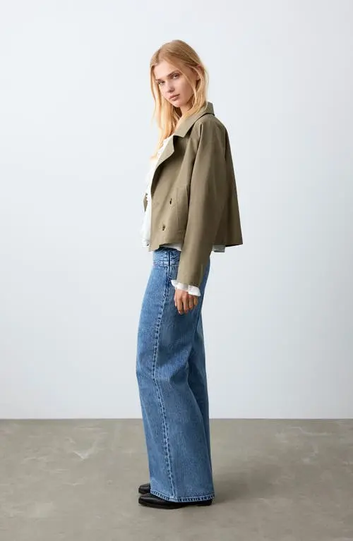 Mango Low Rise Wide Leg Jeans - Medium Blue
