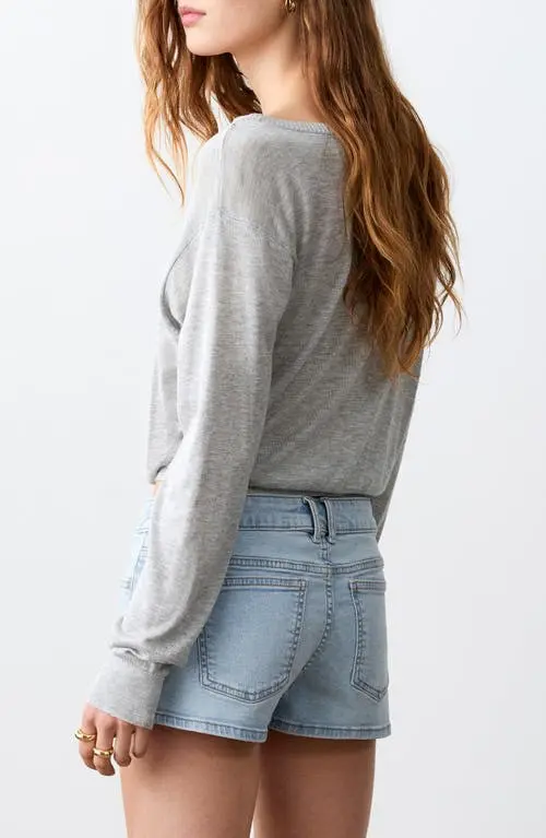 Mango Low Rise Denim Shorts - Light Blue