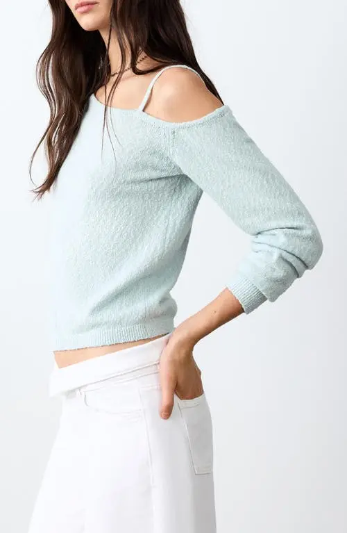 Mango Cold Shoulder Sweater - Sky Blue