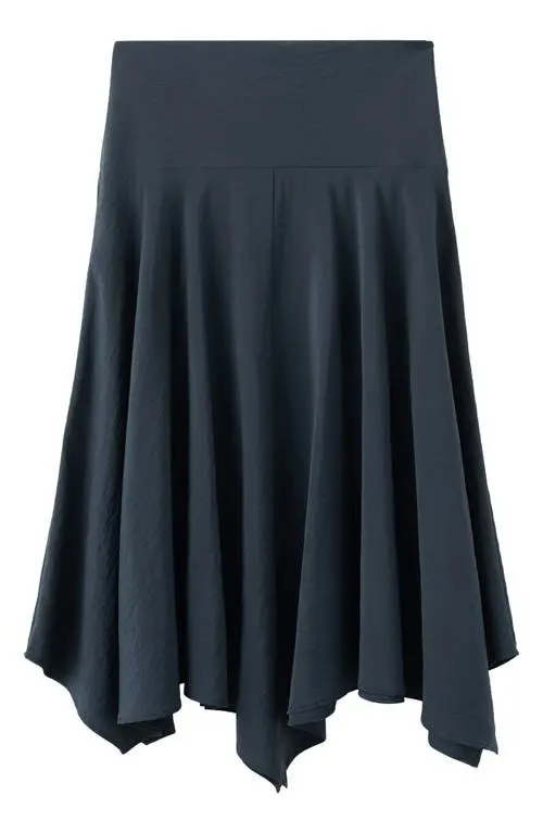 Mango Handkerchief Hem Midi Skirt - Navy