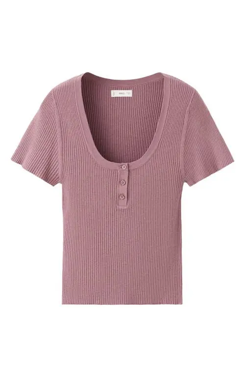 Mango Scoop Neck Henley Top