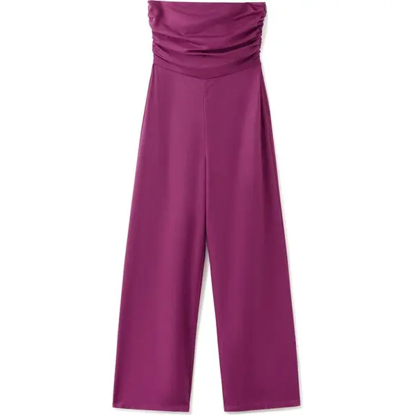 Mango Strapless Wide Leg Jumpsuit - Pink