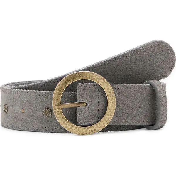 Mango Studded Leather Belt - Grey