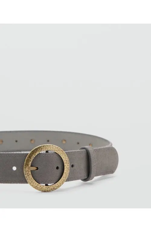 Mango Studded Leather Belt - Grey