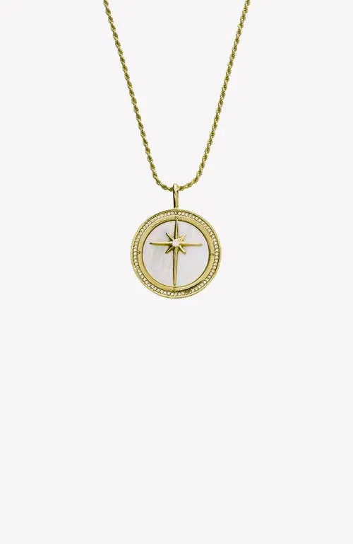 RIZEN JEWELRY True Direction Compass Medallion Necklace - 18k Gold Plated