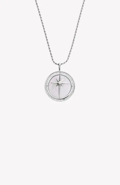 RIZEN JEWELRY True Direction Compass Medallion Necklace - Sterling Silver