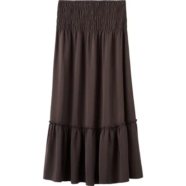 Mango Ruched Panel Skirt - Brown