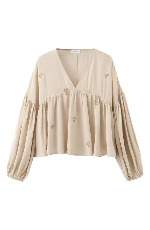 Mango Embroidered Peplum Blouse