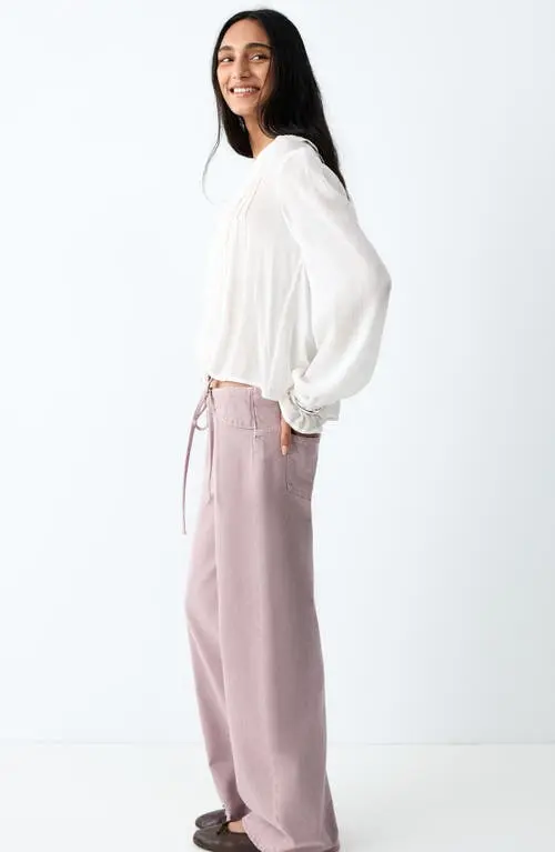 Mango Waist Tie Wide Leg Jeans - Purple