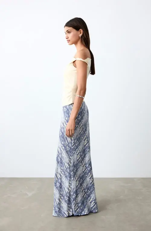 Mango Printed Maxi Skirt - Blue