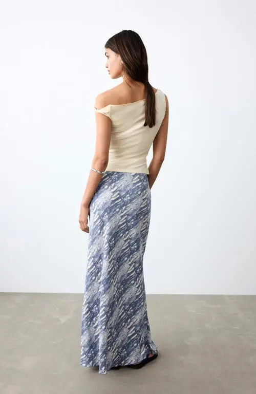 Mango Printed Maxi Skirt - Blue