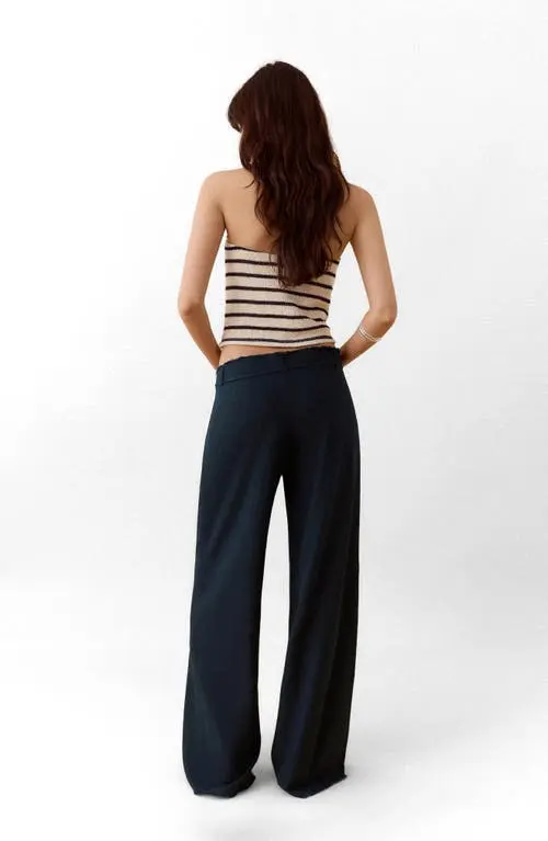 Mango Drawstring Straight-leg Pants - Navy