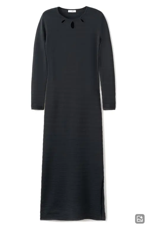 Mango Texture Long Sleeve Knit Maxi Dress