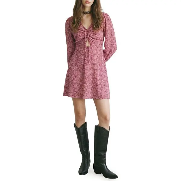 Mango Printed Long Sleeve Dress