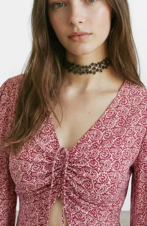 Mango Printed Long Sleeve Dress