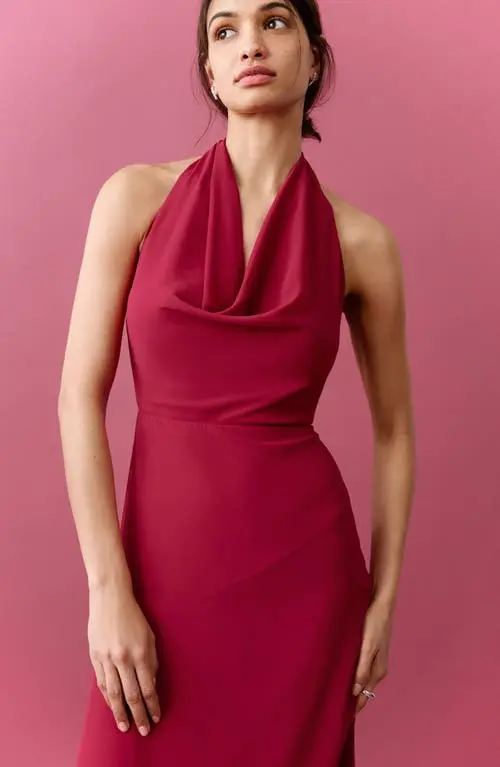 Mango Halter Gown With Open Back