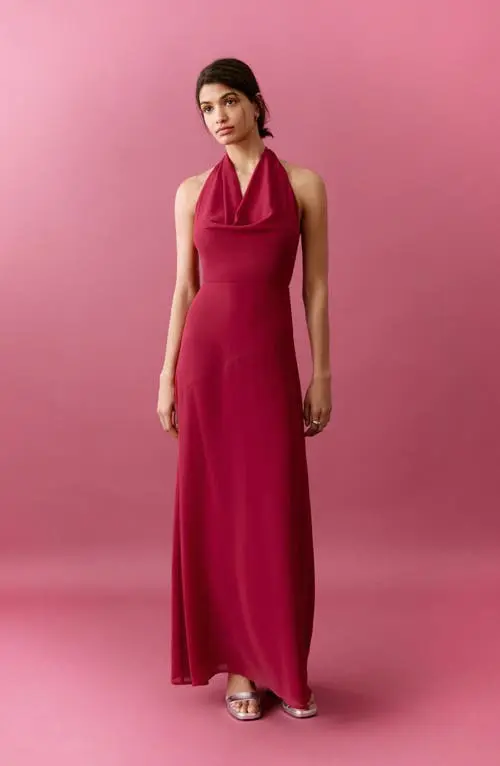 Mango Halter Gown With Open Back