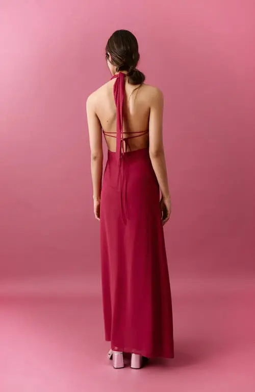 Mango Halter Gown With Open Back