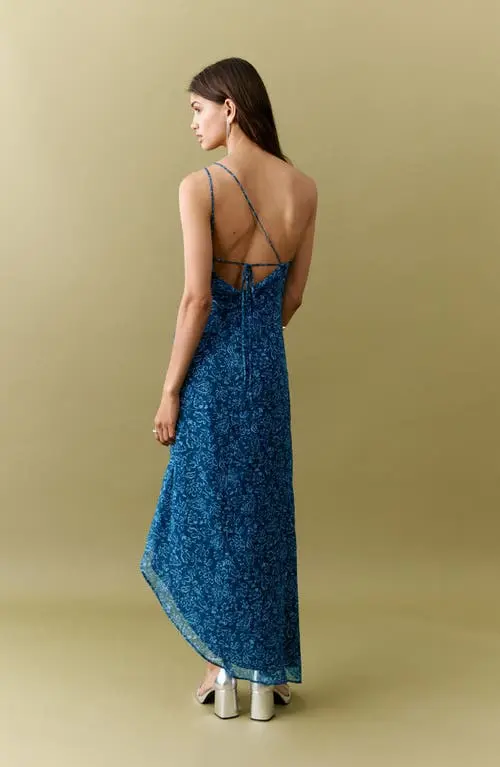 mango flower chiffon dress Buy Floral Asymmetric - Turquoise At 50% Off Size:11 tag::FEB26NEWARRIVALS Stacees Strapless Ruffle A-Line thin adjustable straps