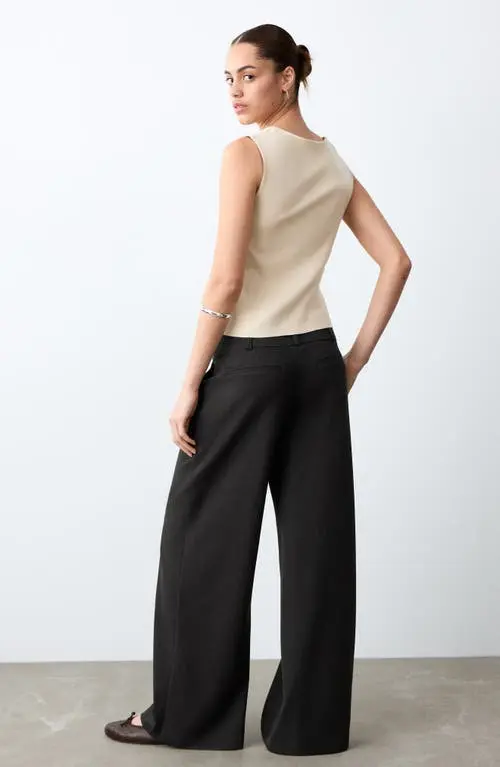 Mango Straight Leg Suit Pants - Dark Heather Grey