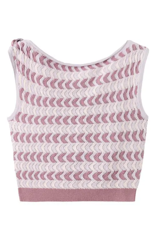 Mango Pointelle Stripe Crop Top