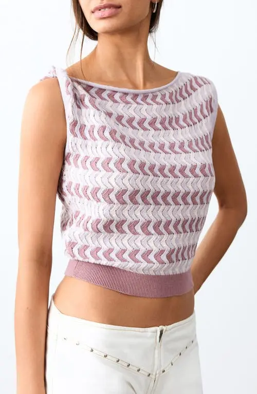 Mango Pointelle Stripe Crop Top