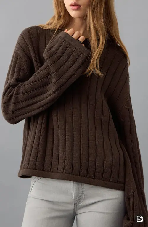 Mango Ribbed Cotton Tie-back Sweater