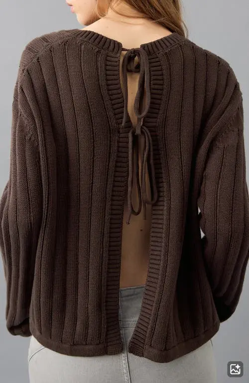 Mango Ribbed Cotton Tie-back Sweater