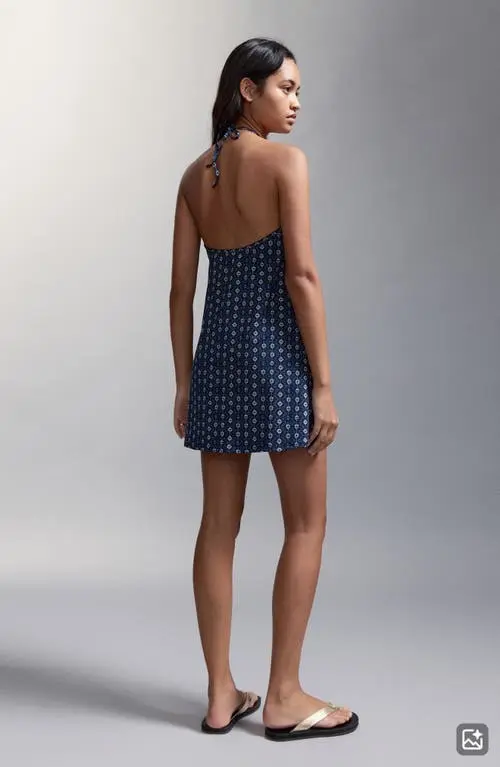 Mango Printed Halter Mini Dress